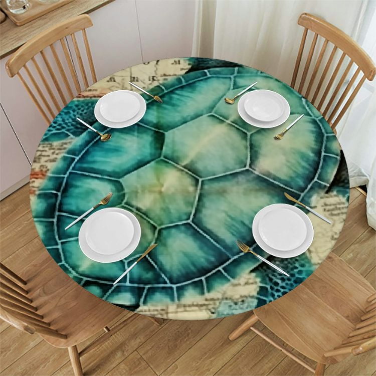 HAOXIT Round Table Cover Elastic Edge,for Round Tables, Watercolor Sea ...