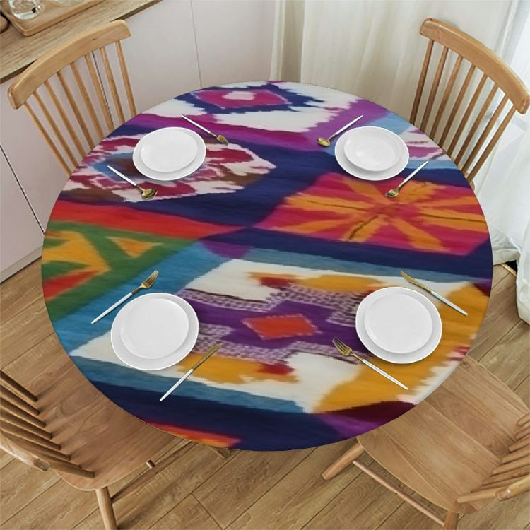 HAOXIT Round Tablecloth, Different Motif Round Tiles Print Geometrical ...