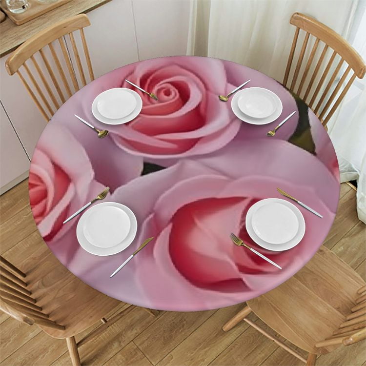 HAOXIT Round Tablecloth Roses,red yellow rose art flower watercolor ...