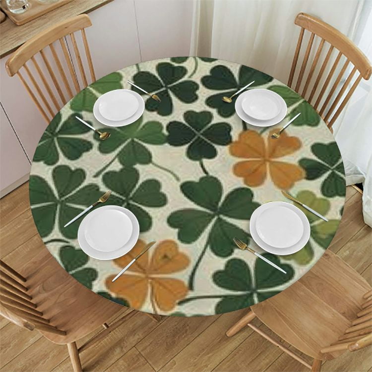 HAOXIT Spring Clover Leaves Round Tablecloth St Patrick's Day ...