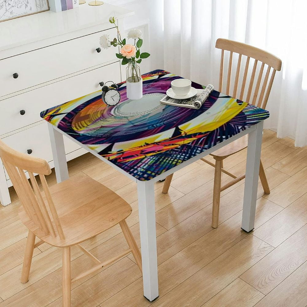 HAOXIT Square Table Cove, Psychedelic Surreal Geometry Background with ...