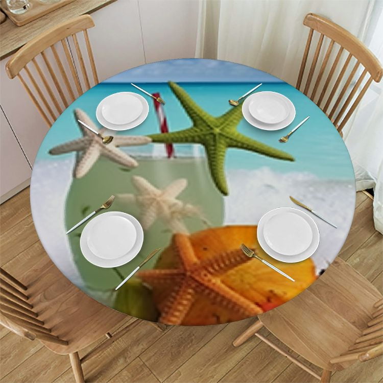 HAOXIT Table Cloth Cover,Elastic Edge,Waterproof Wipeable Round Table ...