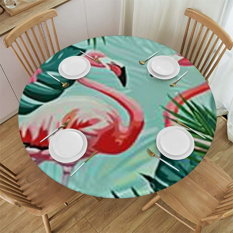 HAOXIT Table Cloth Leaves Exotic Round Tablecloth for Dining Room ...