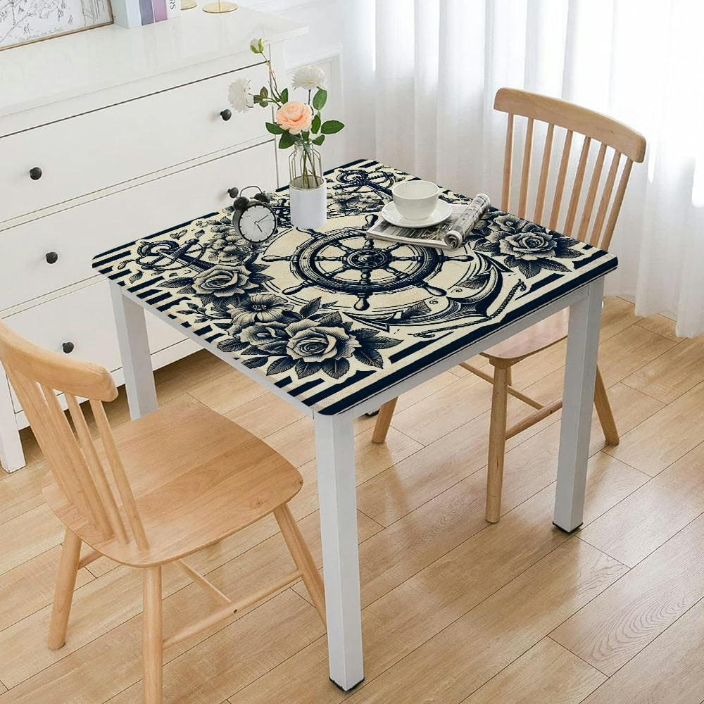 HAOXIT Tablecloth Watercolor Rose Flower Polyester Fabric Table Cover ...