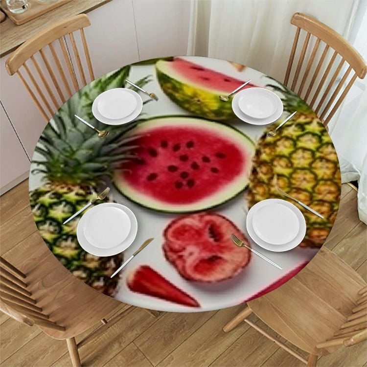 HAOXIT Tropical Fruit Table Cloth Pineapple Watermelon Cool Watercolor ...