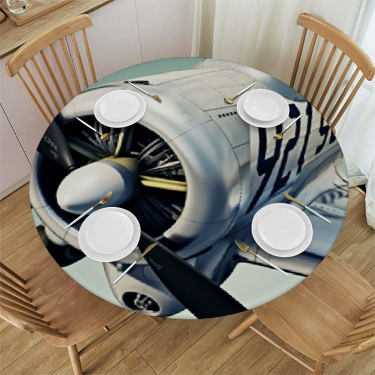 HAOXIT Vintage Airplane Tablecloth, Detailed Illustration American ...