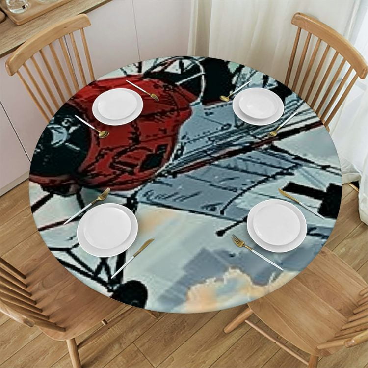 HAOXIT Vintage Airplane Tablecloth, Illustration of Various Biplanes ...
