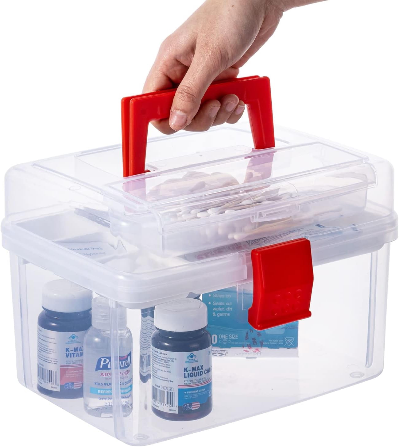 HAOYAN 10 Inch Premium Clear First Aid Bin with Detachable Tray and ...