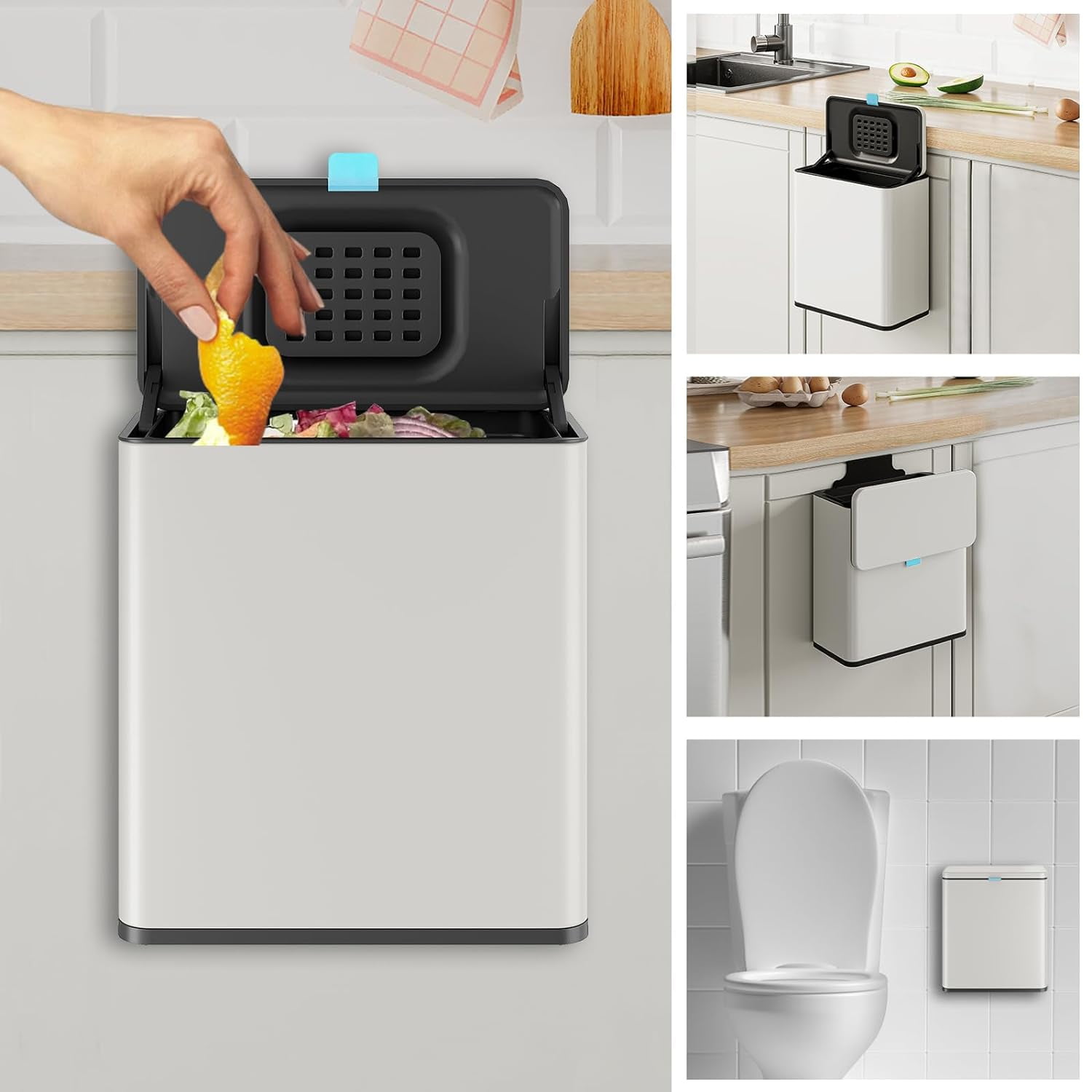 HAOYAN 2 Gallon Kitchen Compost Bin for Counter Top, Under Sink or Wall ...