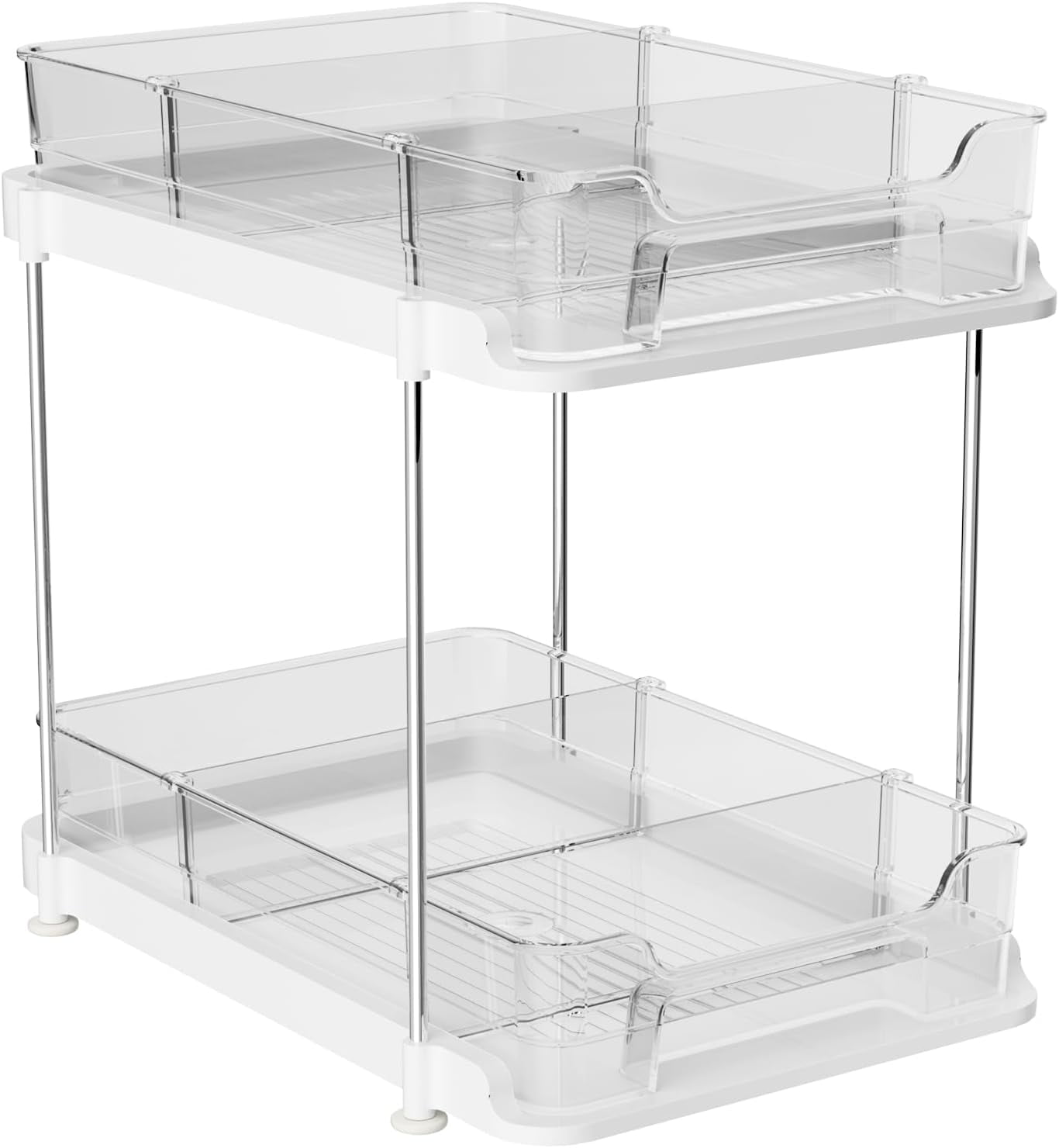 HAOYAN 2 Tier Under Sink Organizers with Movable Dividers, Clear Multi ...