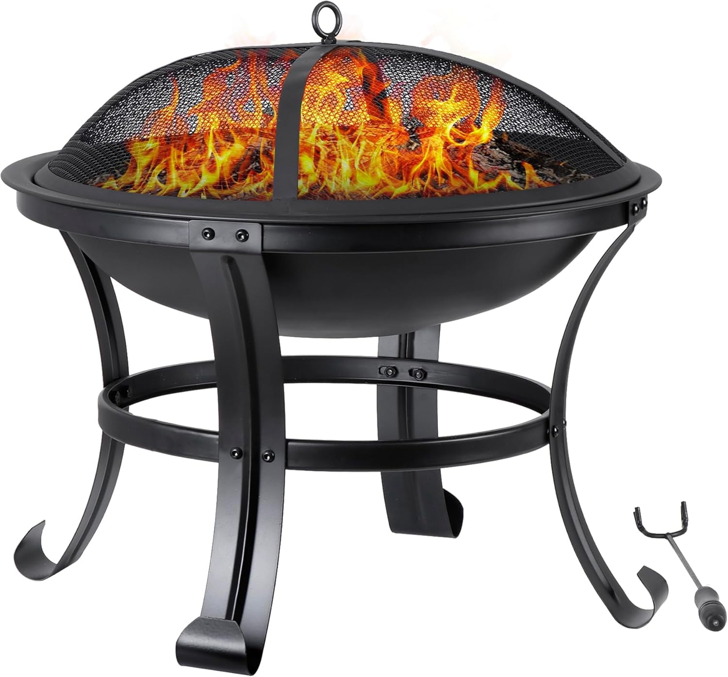 HAOYAN 22 Inches Portable Fire Pit Outdoor Wood Burning Steel ...