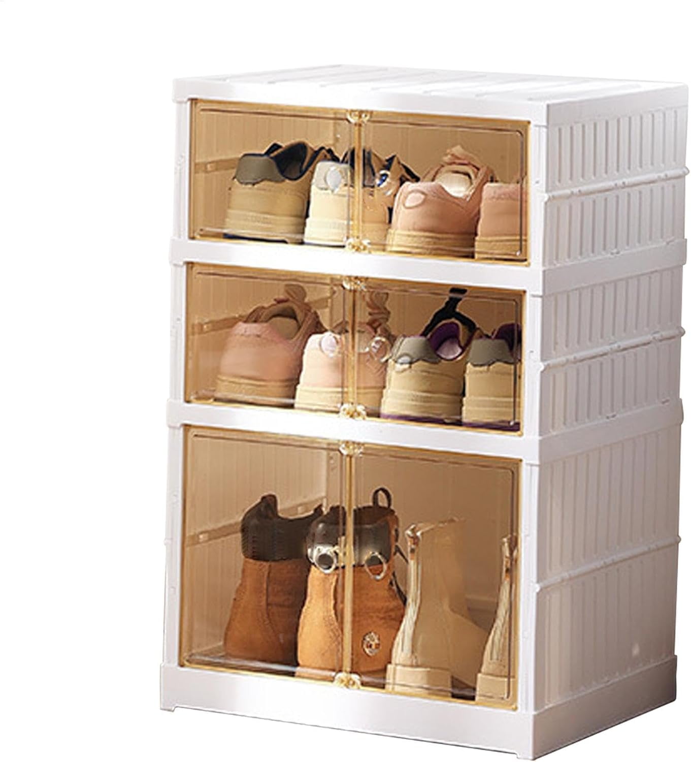 HAOYAN 3-Layer 6-Pair Folding Shoe Rack, Shoe Rack Storage Cabinet ...
