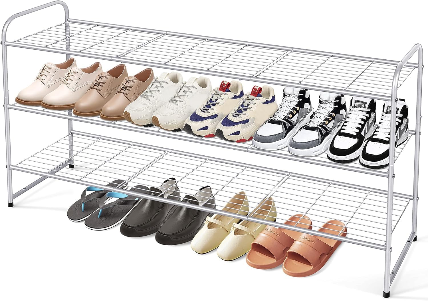 HAOYAN 3-Tier Long Shoe Rack for Closet Metal Shoe Organizer for ...