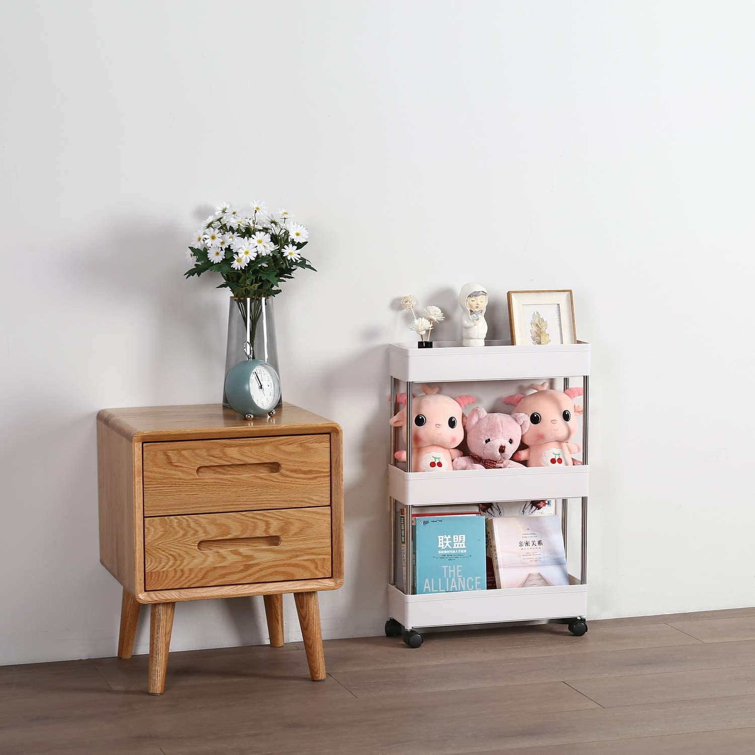 HAOYAN 3-Tier Metal Rolling Storage Cart,Trolley Organizer with Locking ...