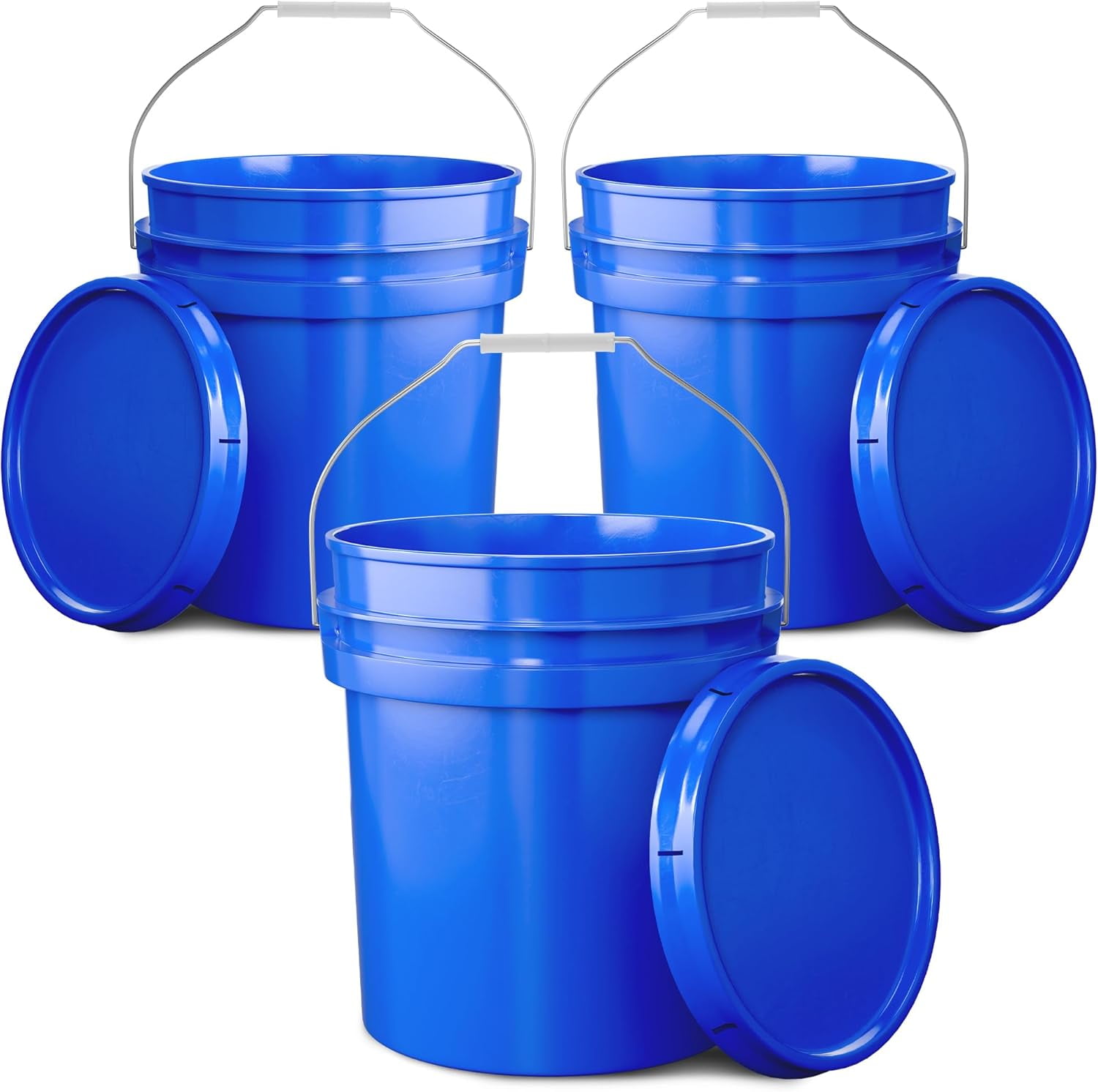 HAOYAN 5-Gallon Black Bucket Pail Container with Lid | Metal Handles ...