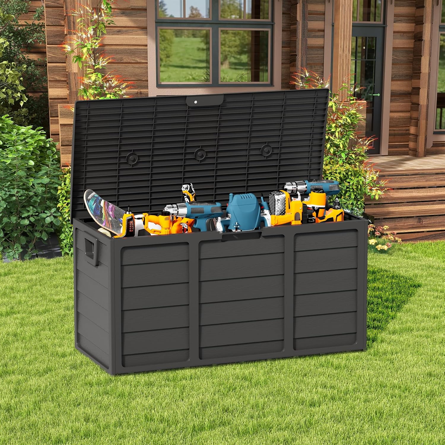 HAOYAN 75 Gallon Deck Box - Outdoor Waterproof Storage with Lockable ...