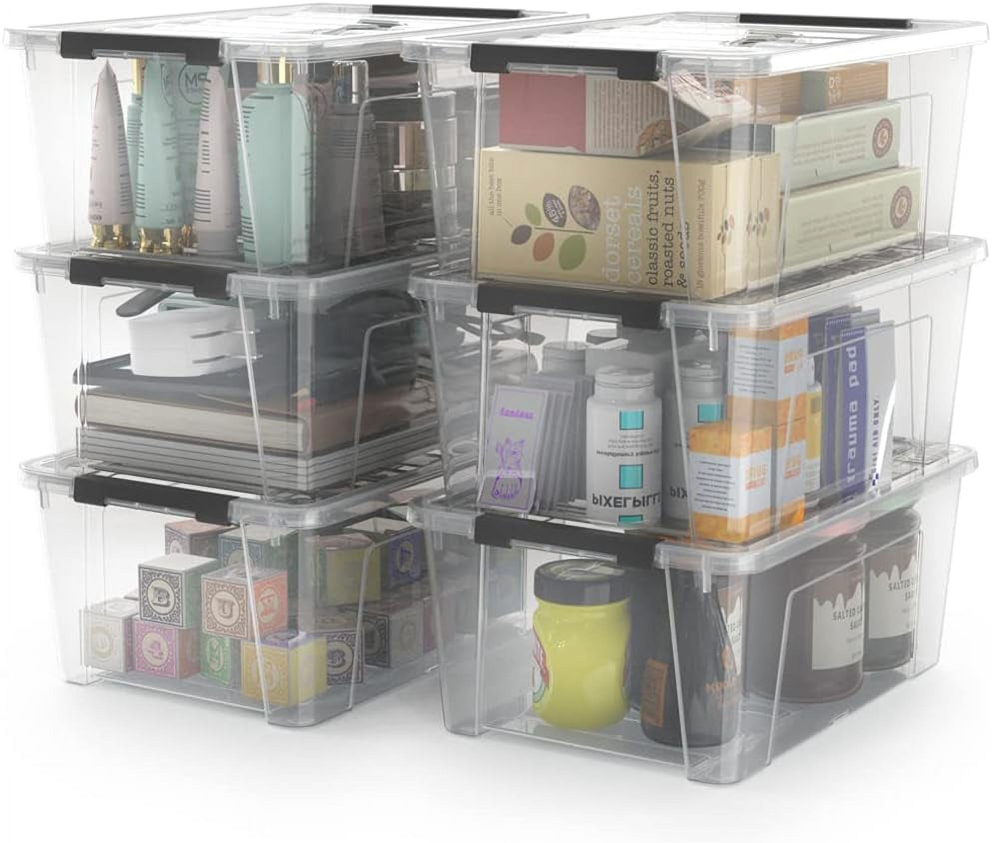 HAOYAN Clear Storage Latch Bins, 6-Pack Storage Organizer Box with ...