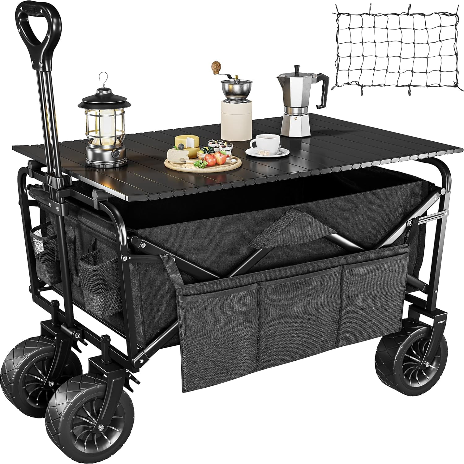 HAOYAN Collapsible Folding Wagon w/Table Plate, Heavy Duty Utility ...