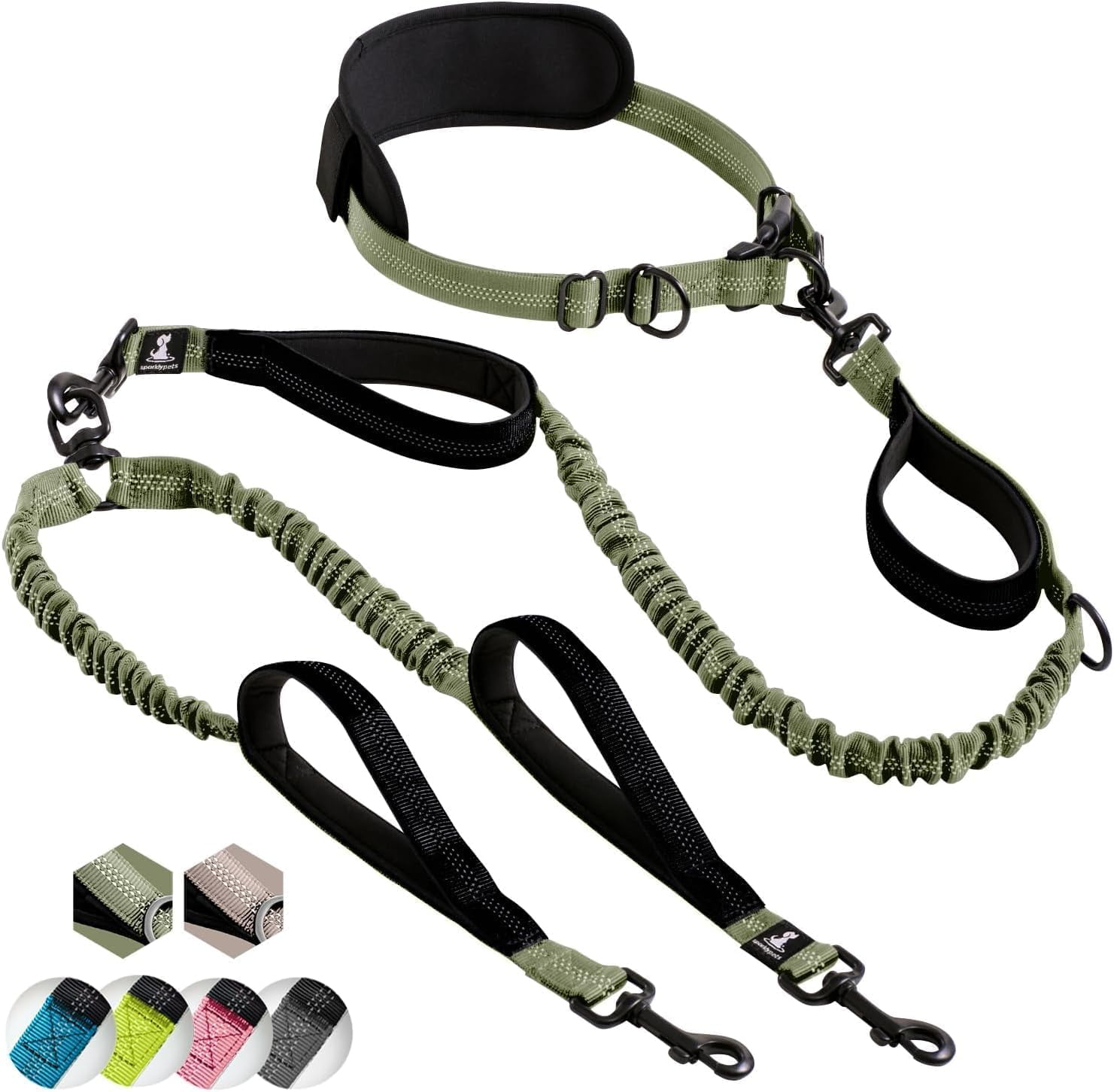HAOYAN Hands Free Double Dog Leash – Dual Leash for Medium and Large ...