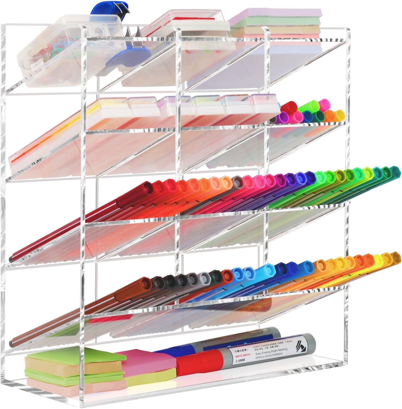 HAOYAN Marker Organizer Clear Pen Holder for Desk Color Pencil ...