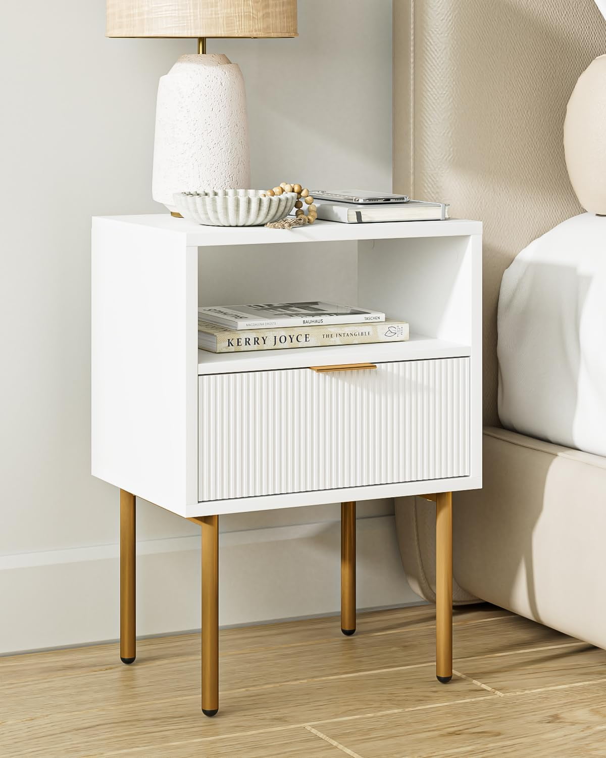 HAOYAN Nightstand,Small Bedside Table with Gold Frame,Morden Night ...