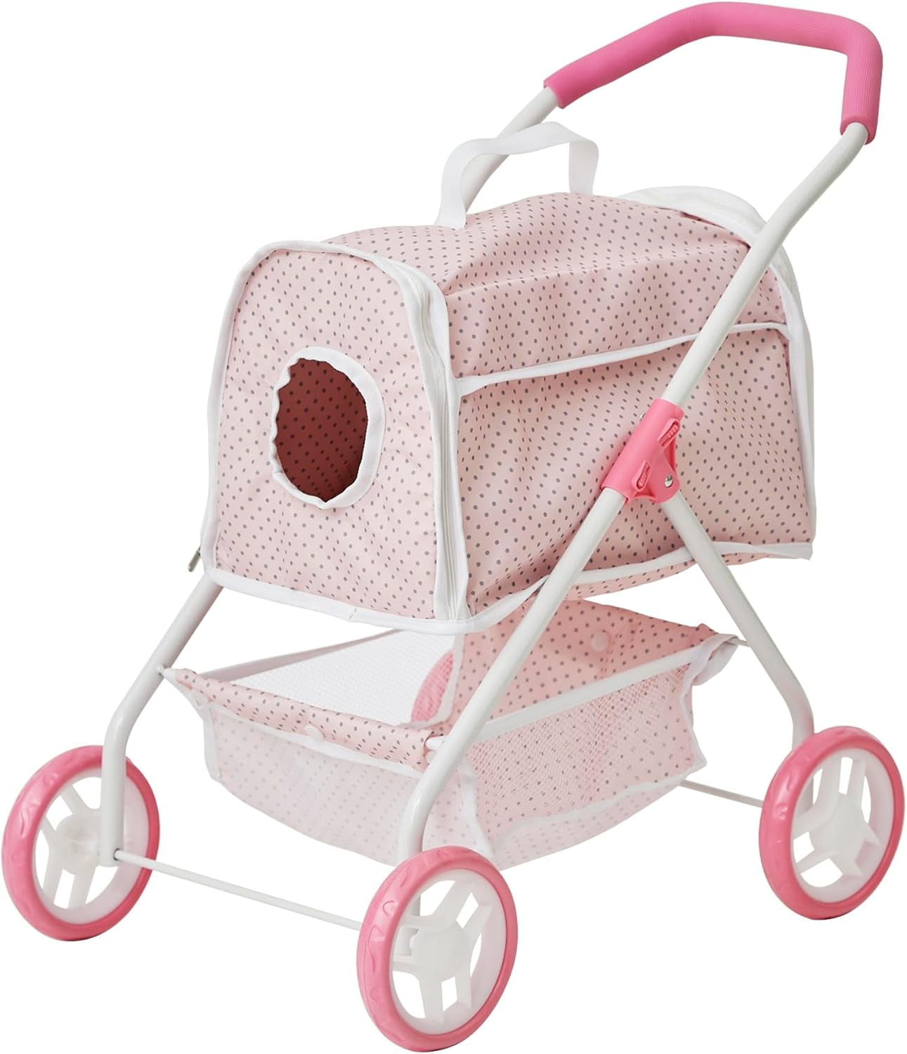 HAOYAN Polka Dots Princess Doll Animal Stroller with Detachable Toy Pet ...