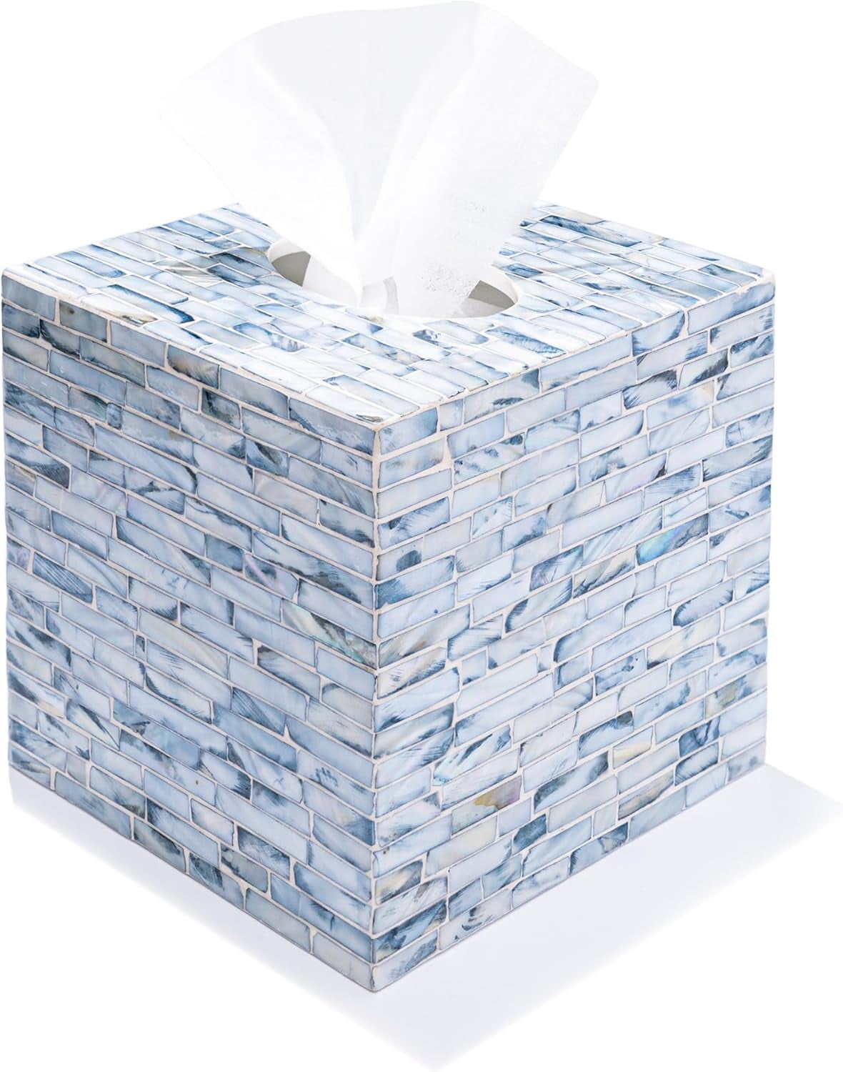 HAOYAN Tissue Box Cover - Mosaic Mother of Pearl Inlay Cube - Napkin ...