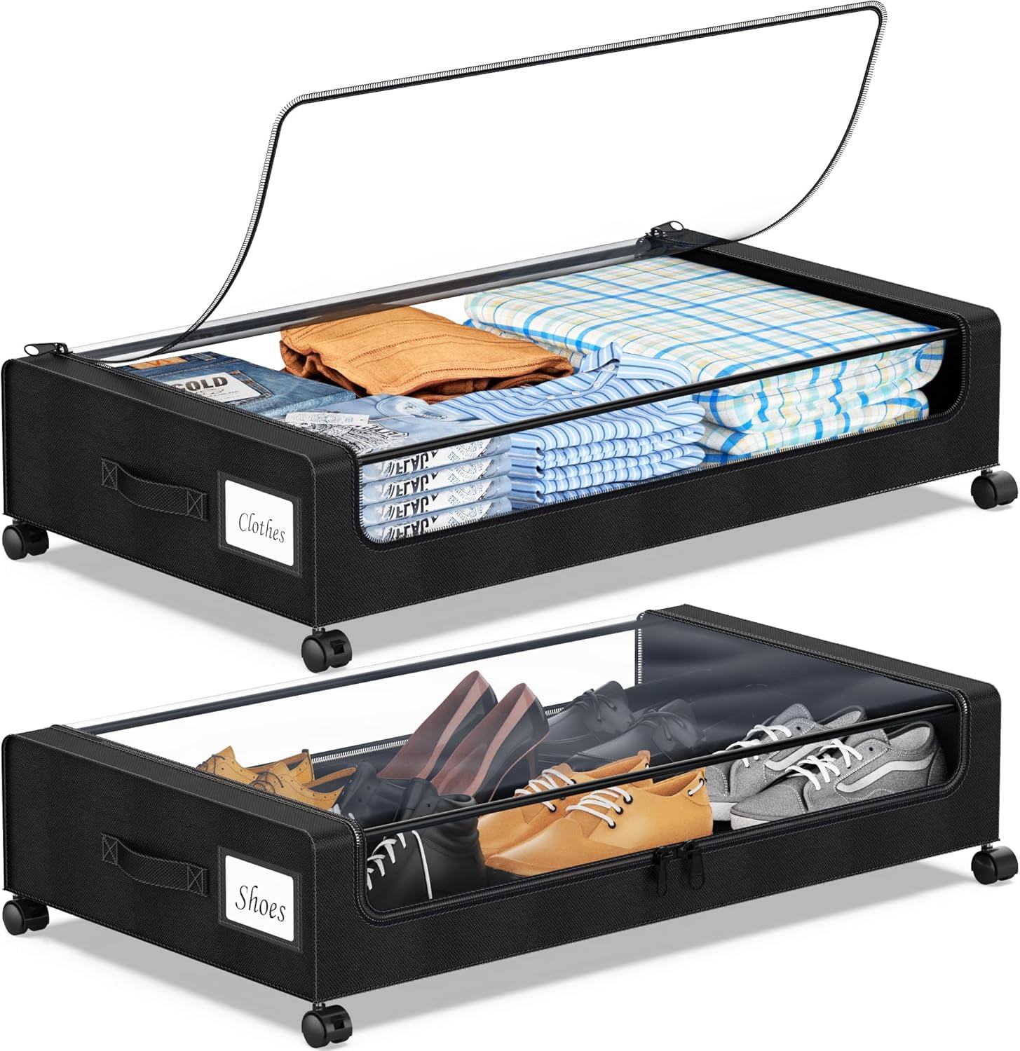HAOYAN Under Bed Storage with Wheels, 2-Pack Under the Bed Storage ...