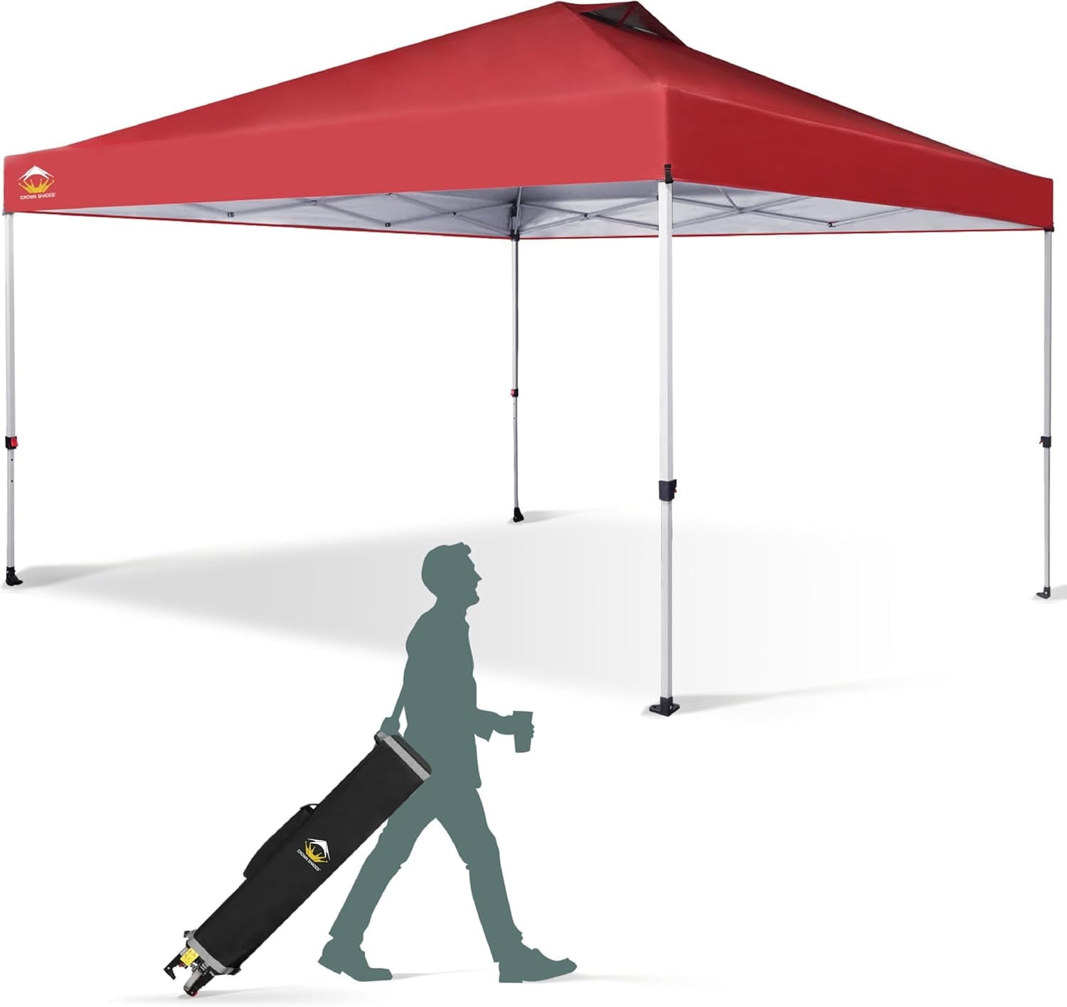 HAOYUAN 12x12 Pop Up Canopy Outside Canopy, Patented One Push Tent Canopy with Wheeled Carry Bag ...