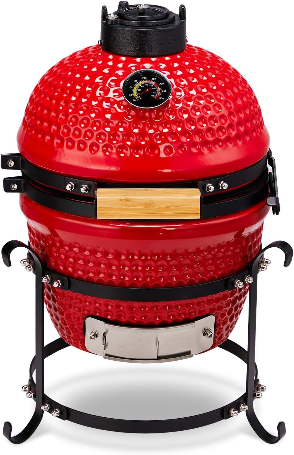 HAOYUAN 13" Round Kamado Charcoal Grill, Portable Ceramic Barbecue ...