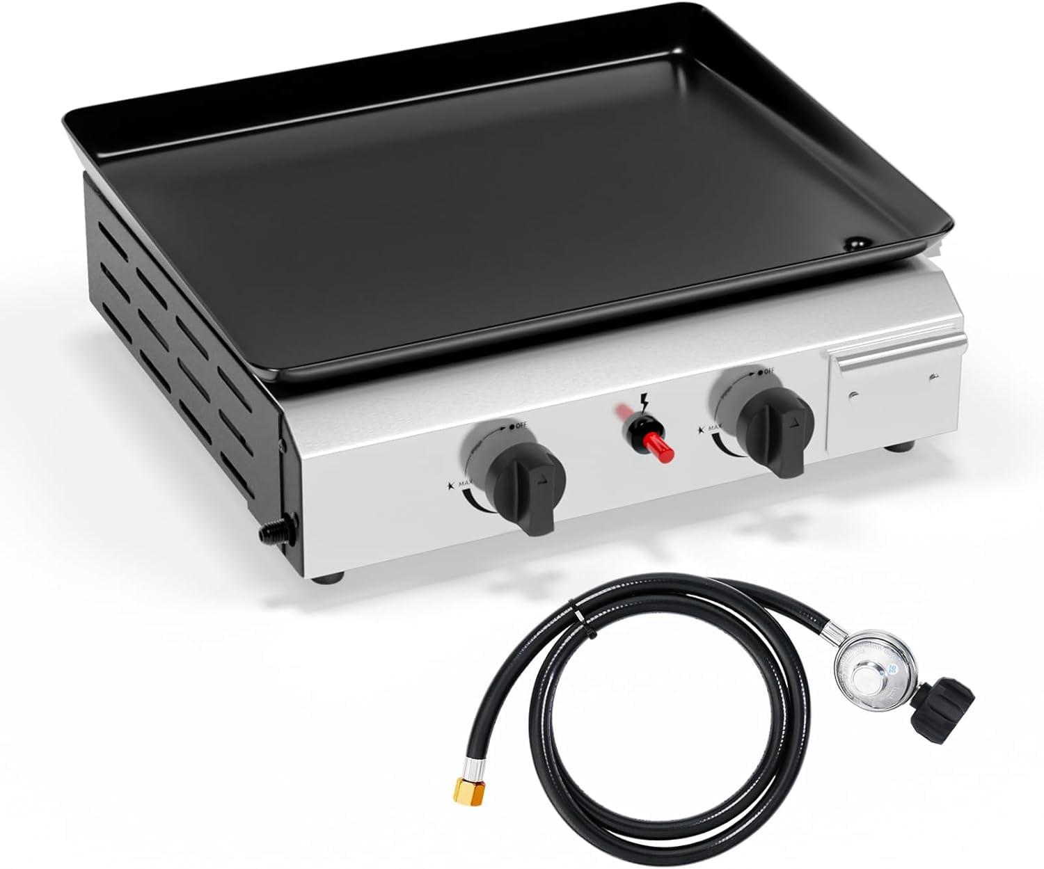 HAOYUAN 2 Burner Portable Propane Griddle, 20,000BTU Gas Griddle Grill ...