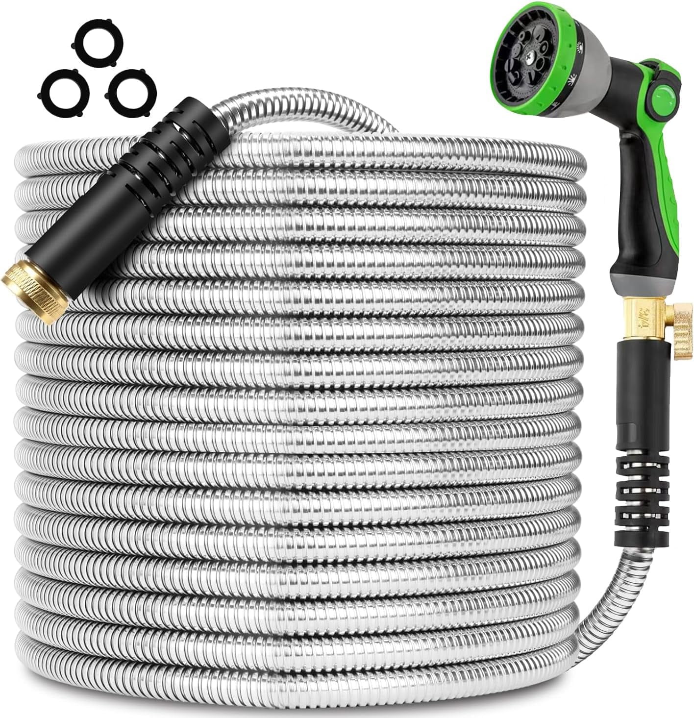 HAOYUAN 200FT Metal Garden Hose 304 Stainless Steel Flexible Water Hose ...