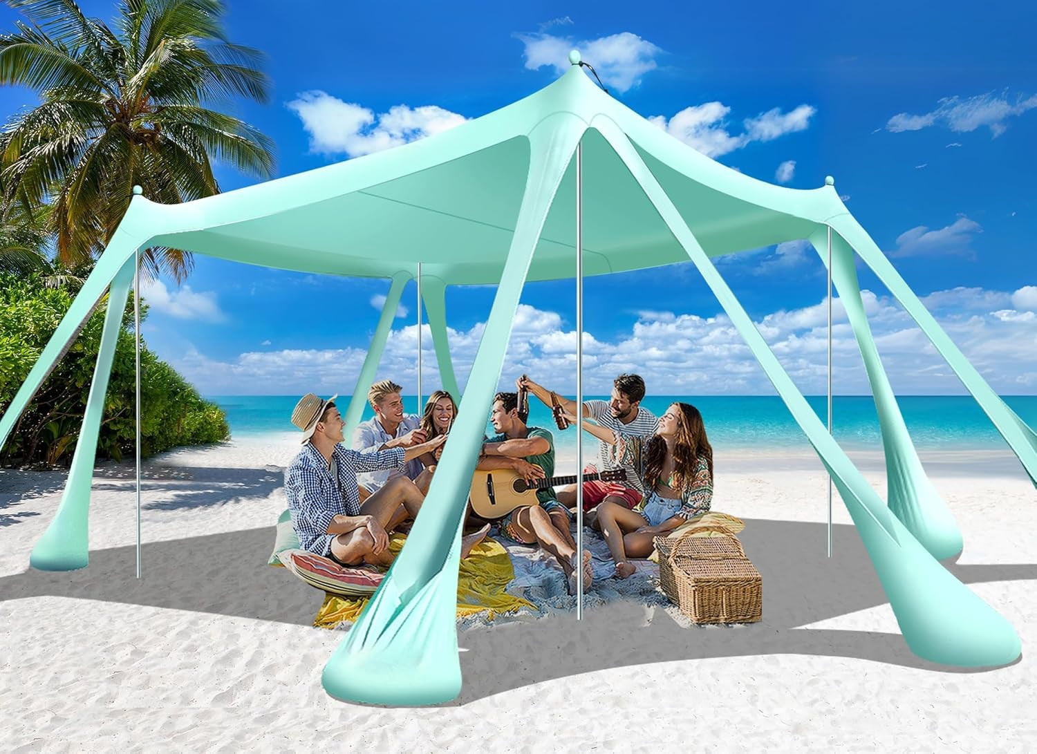 HAOYUAN Beach Tent Sun Shelter Beach Canopy Tent Sun Shade Pop Up 10x10 ...
