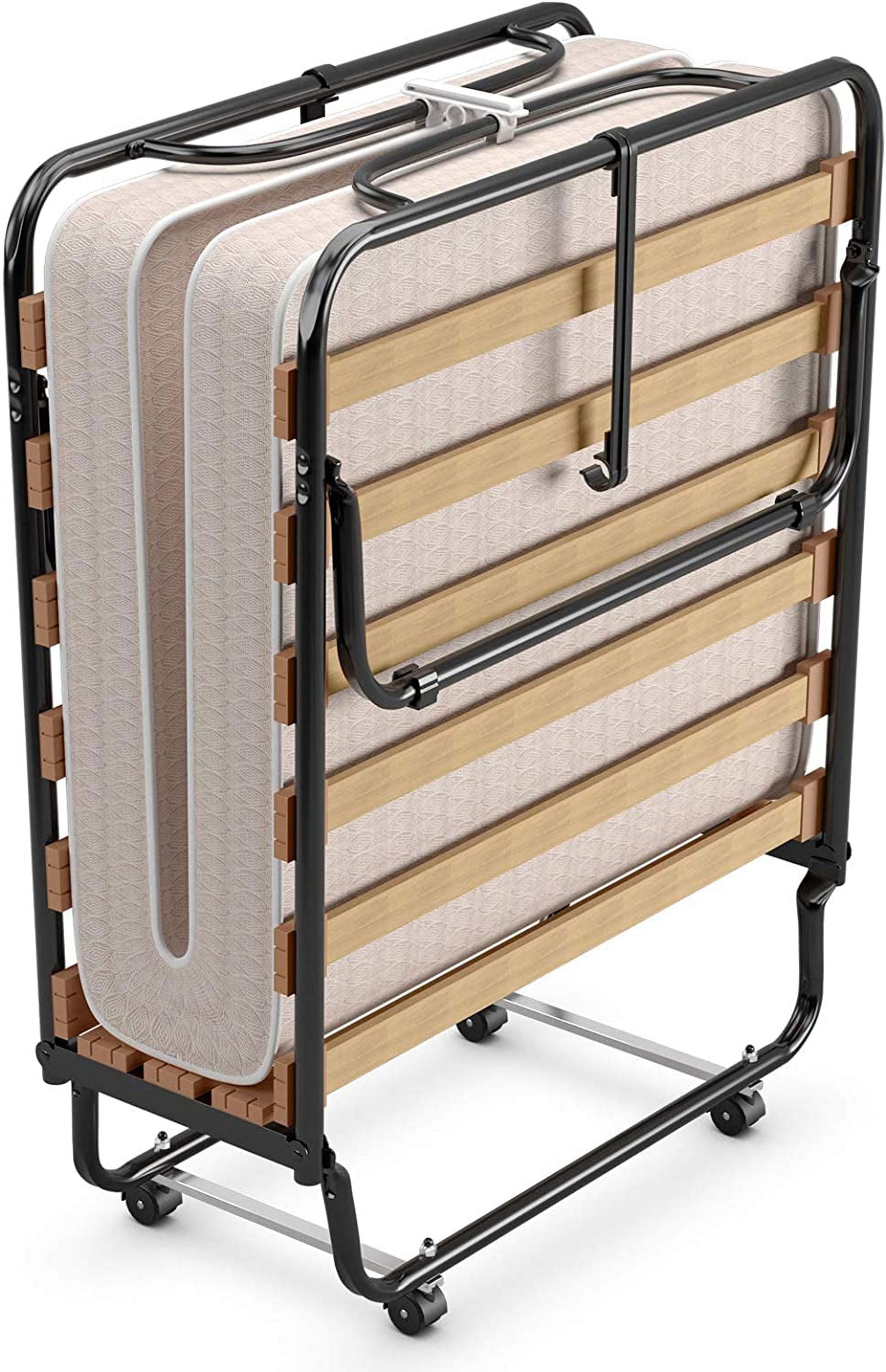 HAOYUAN Folding Bed with Mattress, Rollaway Guest Bed w/ 4 Inch Memory ...