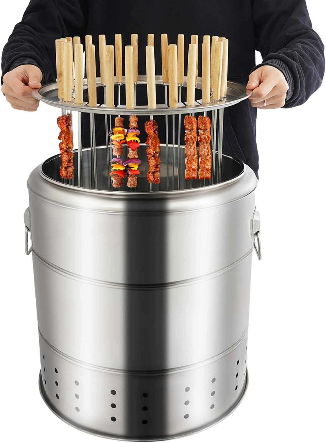 HAOYUAN Smokeless Barbecue Grill With 28 Skewers, Stainless Steel ...