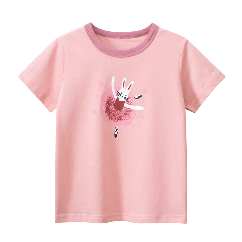 HAOYUNL 1-8Y Girls Summer T-Shirts for Kids Toddler,Baby Cartoon Short ...