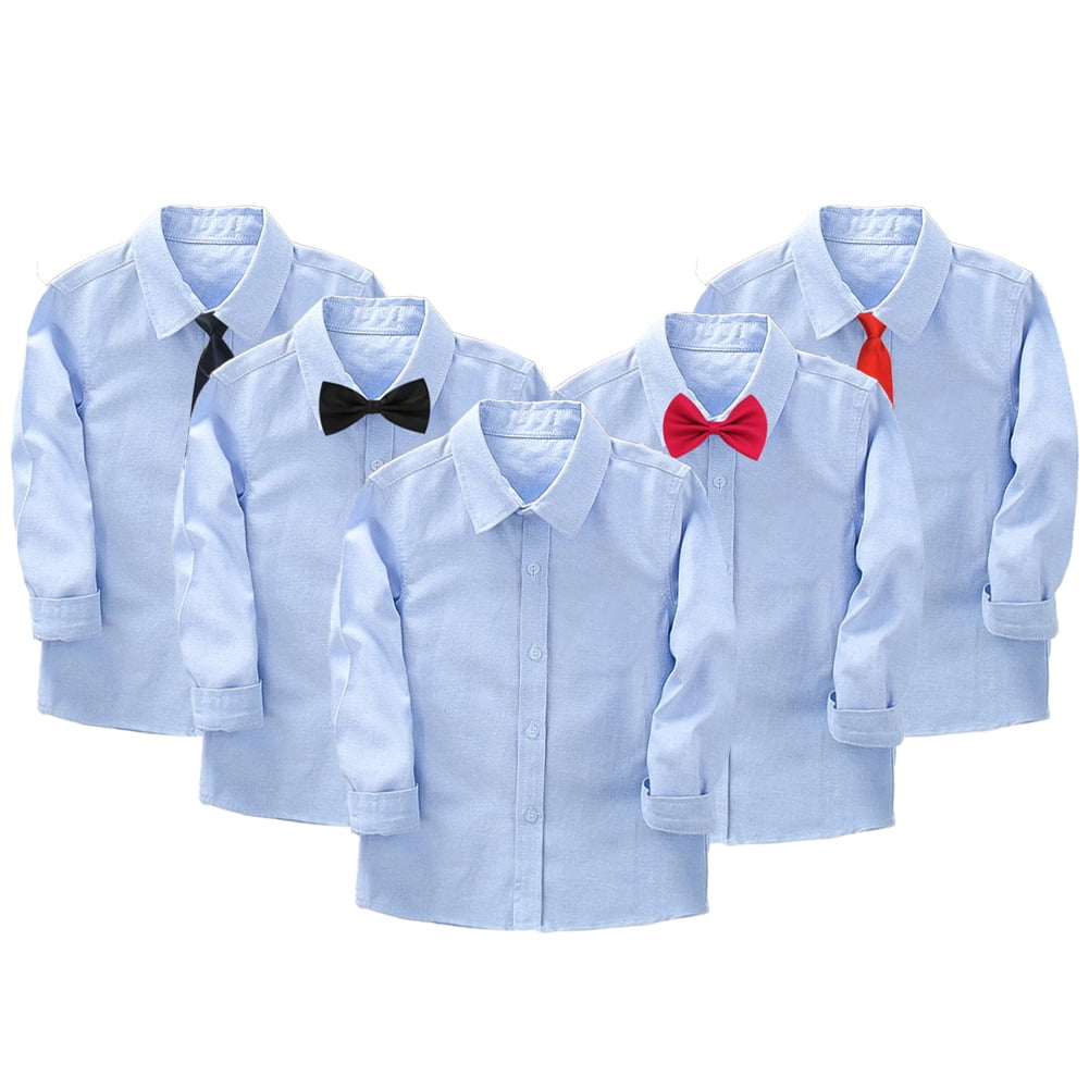 HAOYUNL Boys' Dress Shirt for Kids Toddler Teen 2-14 Year Long Sleeve ...