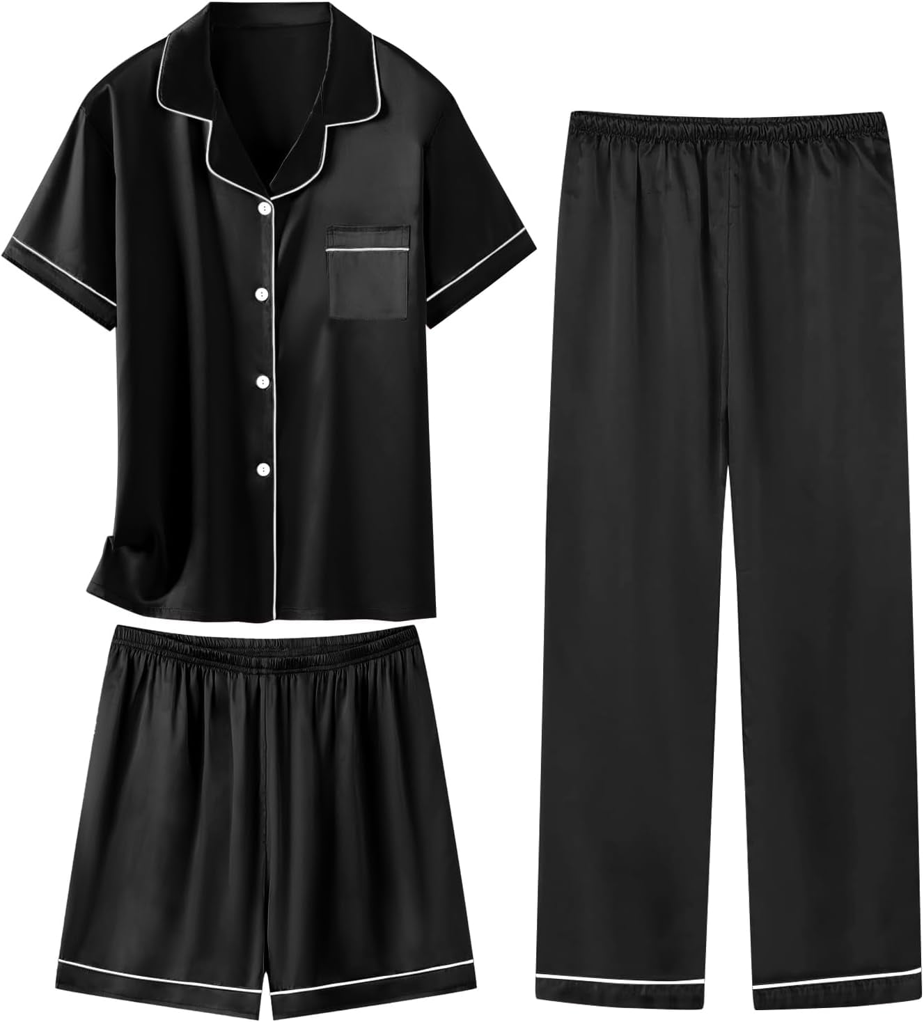 HAOYUNL Girls 3 Pieces Pajamas Pjs Sets for Kids Teen Silk Satin ... HAOYUNL Girls 3 Pieces Pajamas Pjs Sets for Kids Teen Silk Satin ...