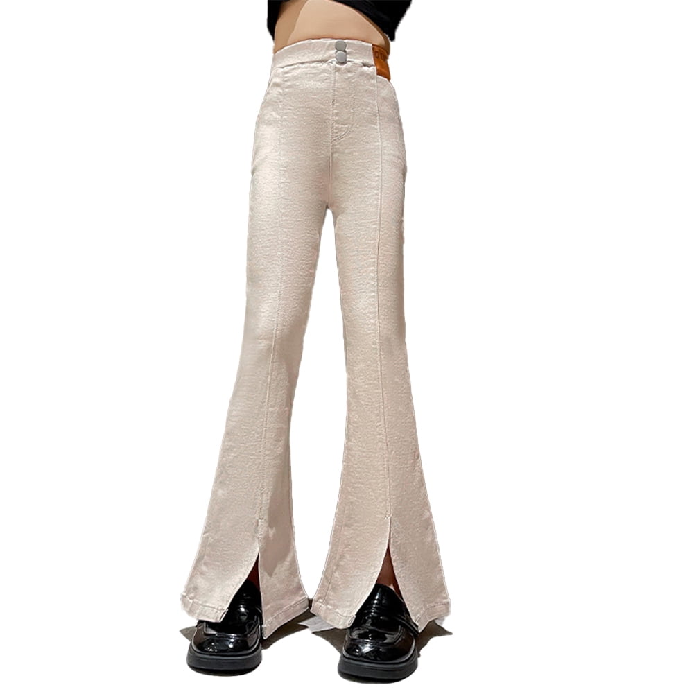 HAOYUNL Girls Denim Jeans Bell Bottoms for Kids Youth High Waisted ...