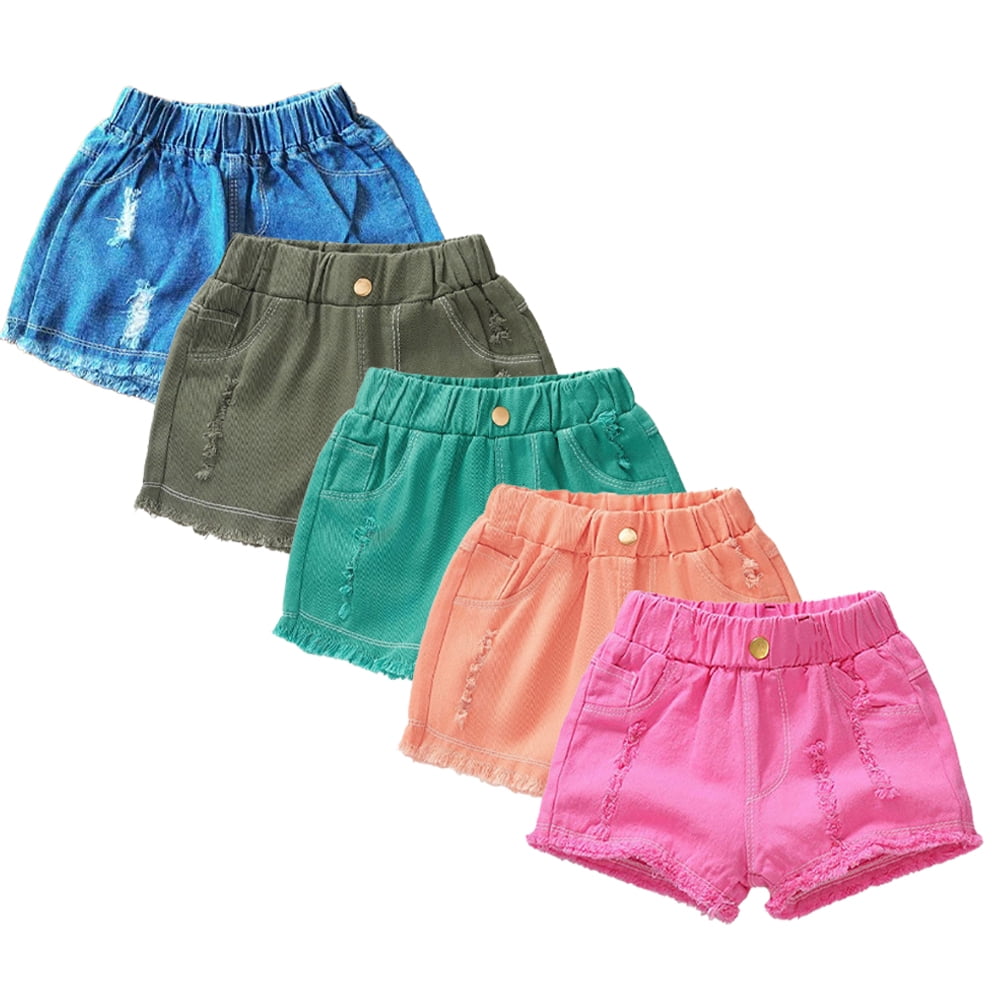 HAOYUNL Kids Girls Denim Shorts Adjustable Waist, Little&Big Girls ...