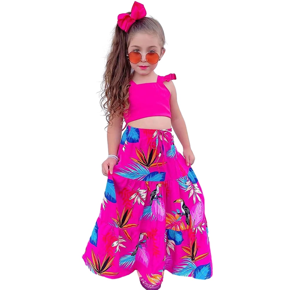 HAOYUNL Kids Girls Vest Skirt Clothing Sets Top+ Swing Skirt Cute ...
