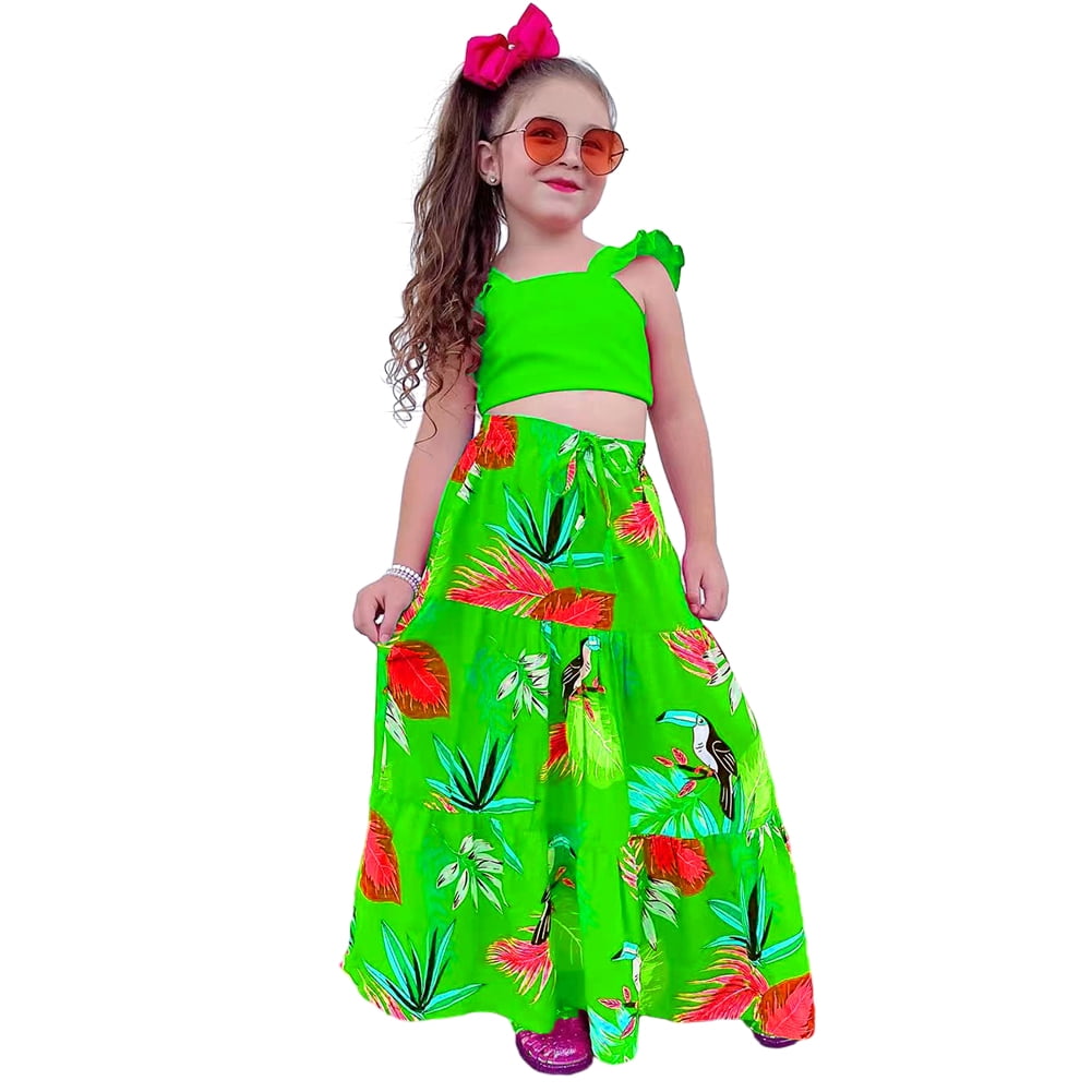 HAOYUNL Kids Girls Vest Skirt Clothing Sets Top+ Swing Skirt Cute ...