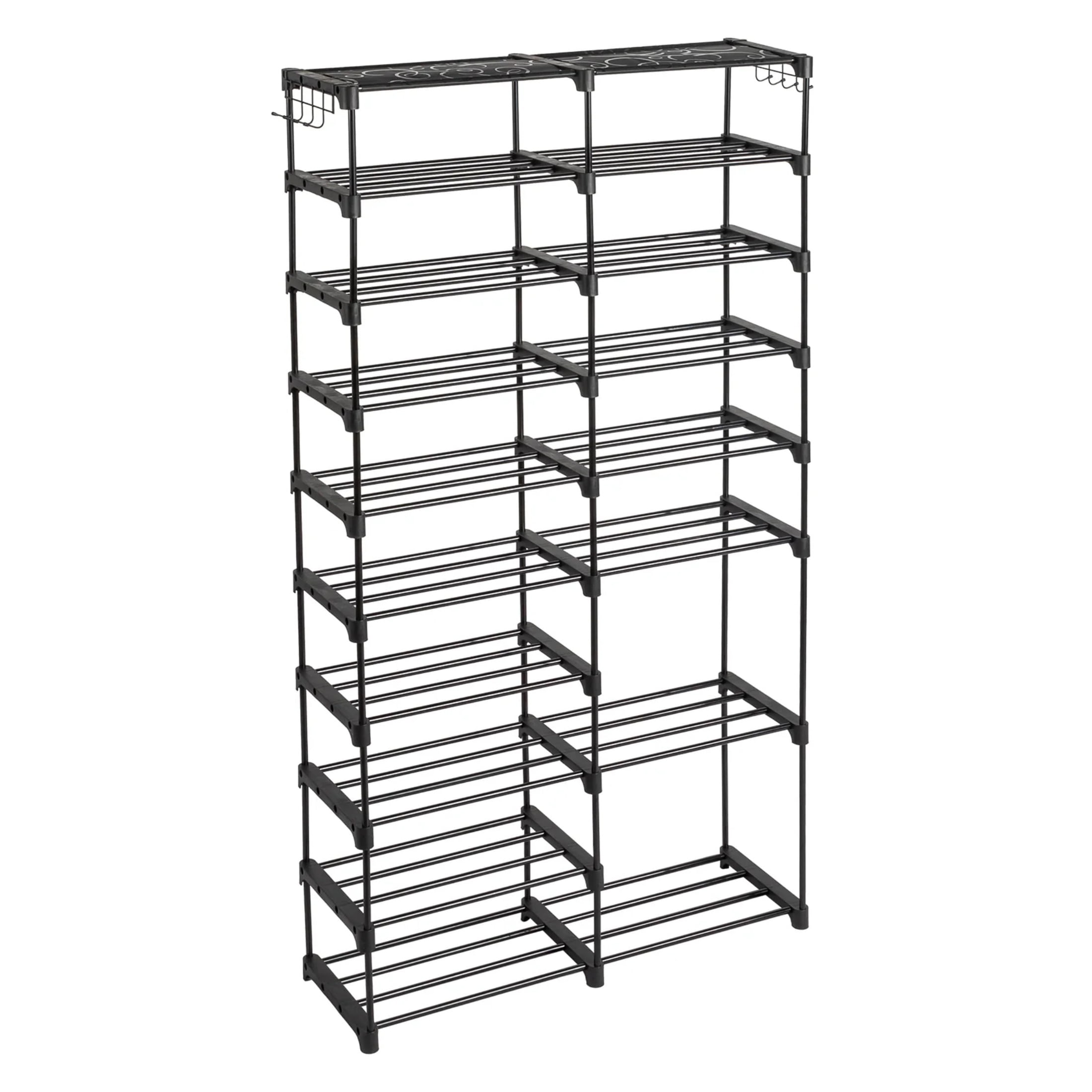 HAOYYE Double-Row 10-Tier Shoe Rack, Non-Woven Fabric Shelves, Sturdy ...