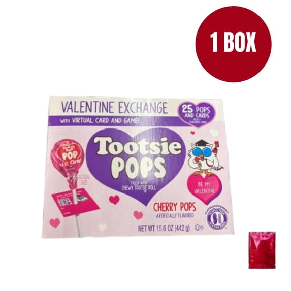 HAP Valentine Exchange Tootsie Roll Cherry Pops with Chewy Center, 25 ...