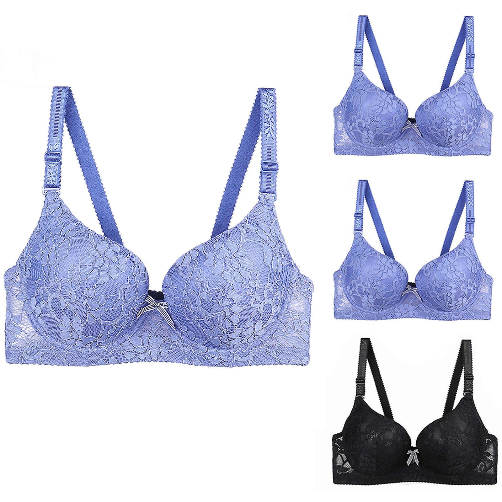 HAPIMO 3pcs Everyday Bra for Women Ultra Light Lingerie Lace Underwired ...