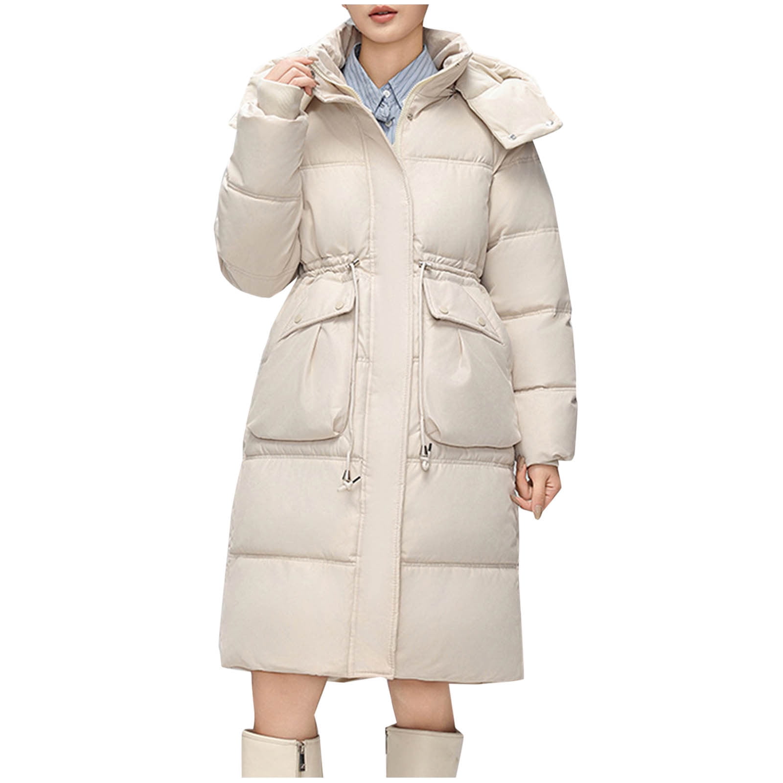 HAPIMO Clearance Women Long Quilted Coat Maxi Length Long Sleeve Puffer ...