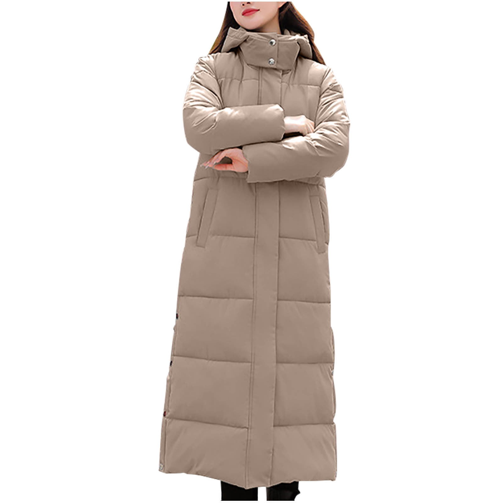 HAPIMO Clearance Women Long Quilted Coat Maxi Length Long Sleeve Puffer ...