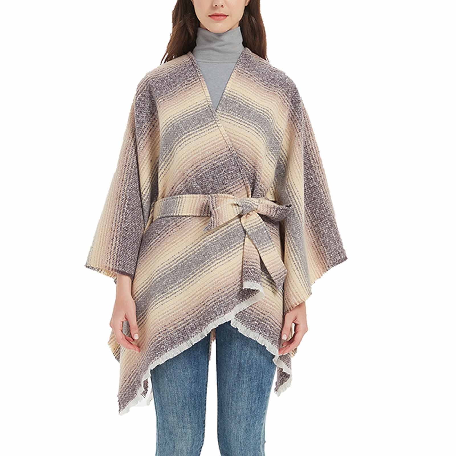 HAPIMO Womens Blanket Shawls Wraps Winter Open Front Poncho Cape Oversized Cardigan Sweater with ...