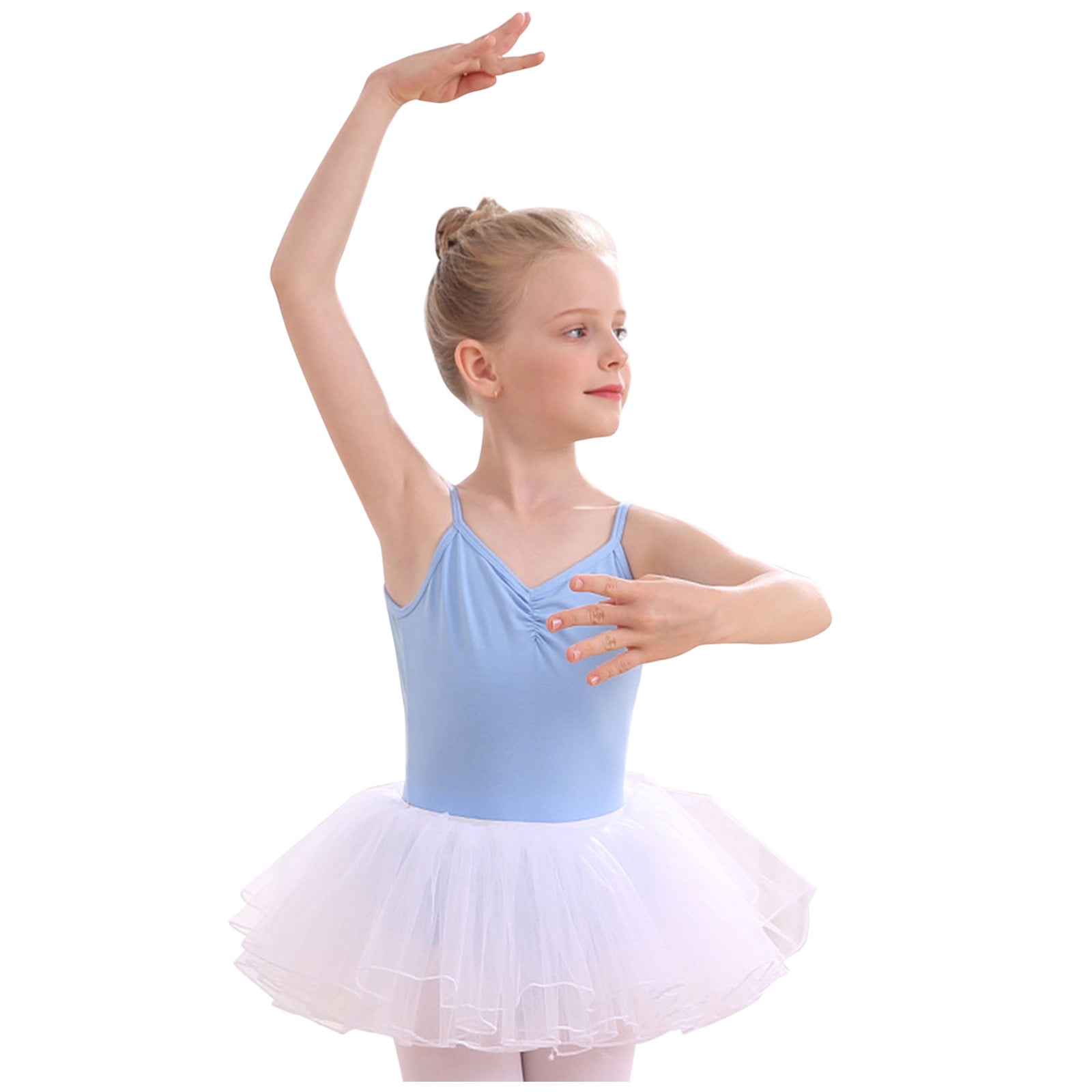 HAPIMO Girls's Ballet One-Piece Gym Suit Solid Mesh V Neck Lovely ...