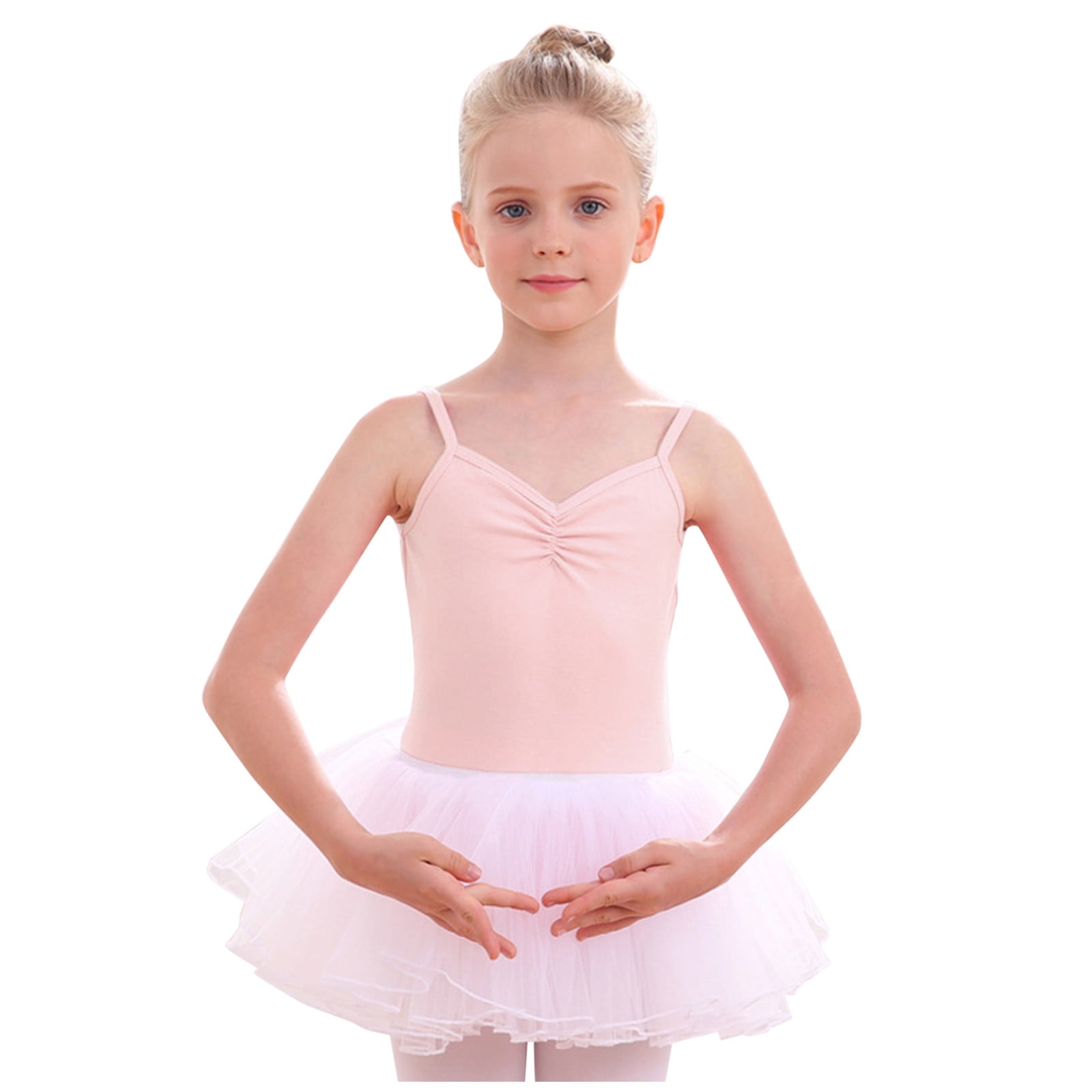 HAPIMO Girls's Ballet One-Piece Gym Suit Solid Mesh V Neck Lovely ...
